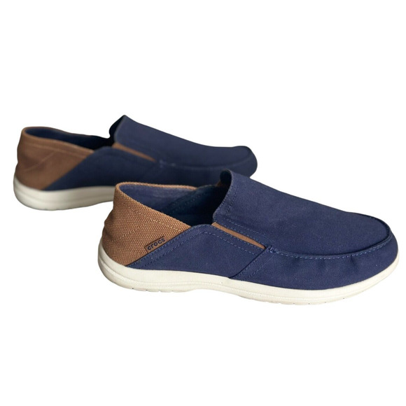 CROCS | Shoes | Crocs Santa Cruz Mens Blue Brown Canvas Convertible ...